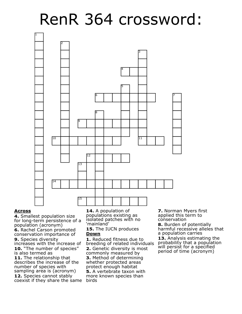 RenR 364 crossword: - WordMint