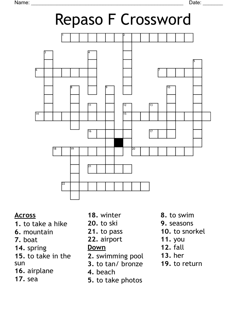 Repaso F Crossword - WordMint