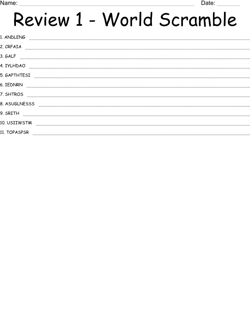 Review 1 - World Scramble - WordMint