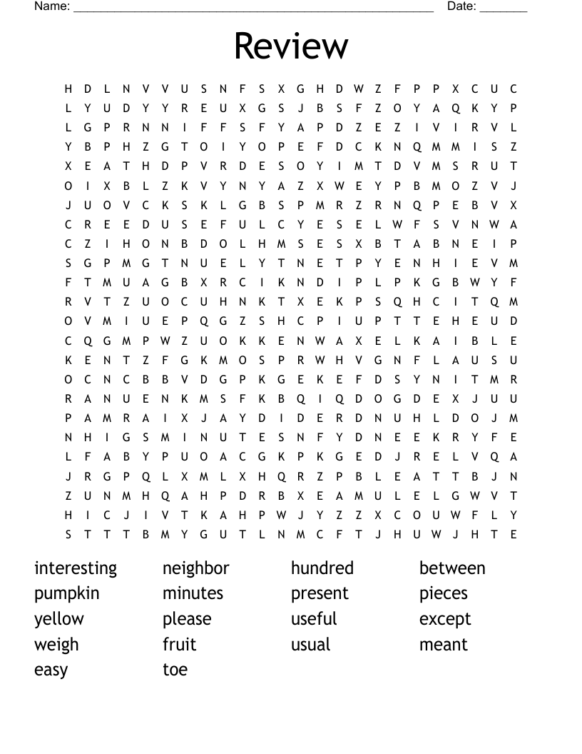Review Word Search - WordMint
