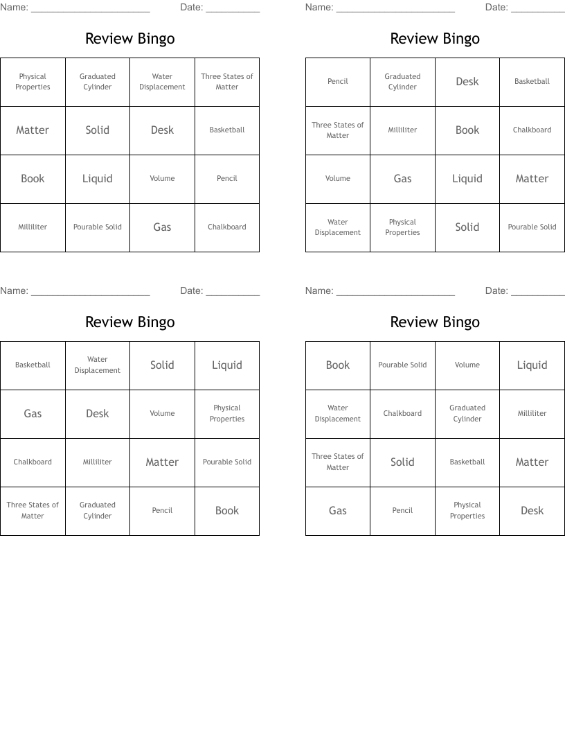Review Bingo - WordMint
