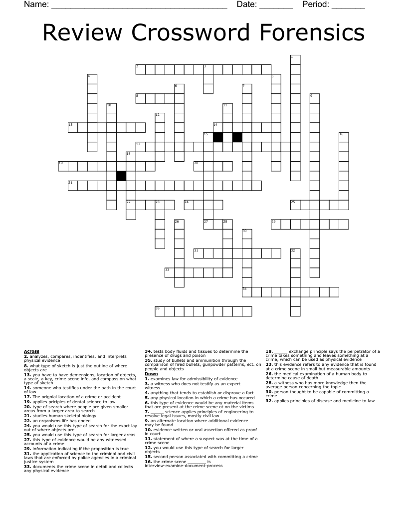 Review Crossword Forensics WordMint