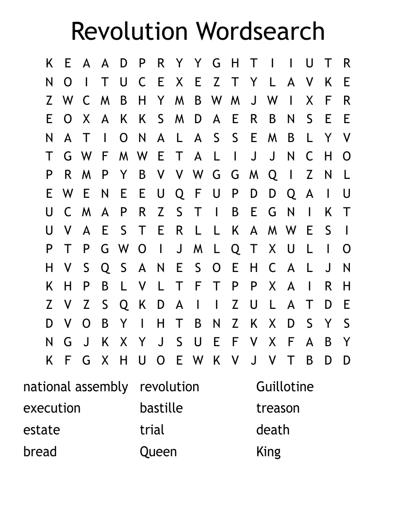 Revolution Wordsearch - WordMint