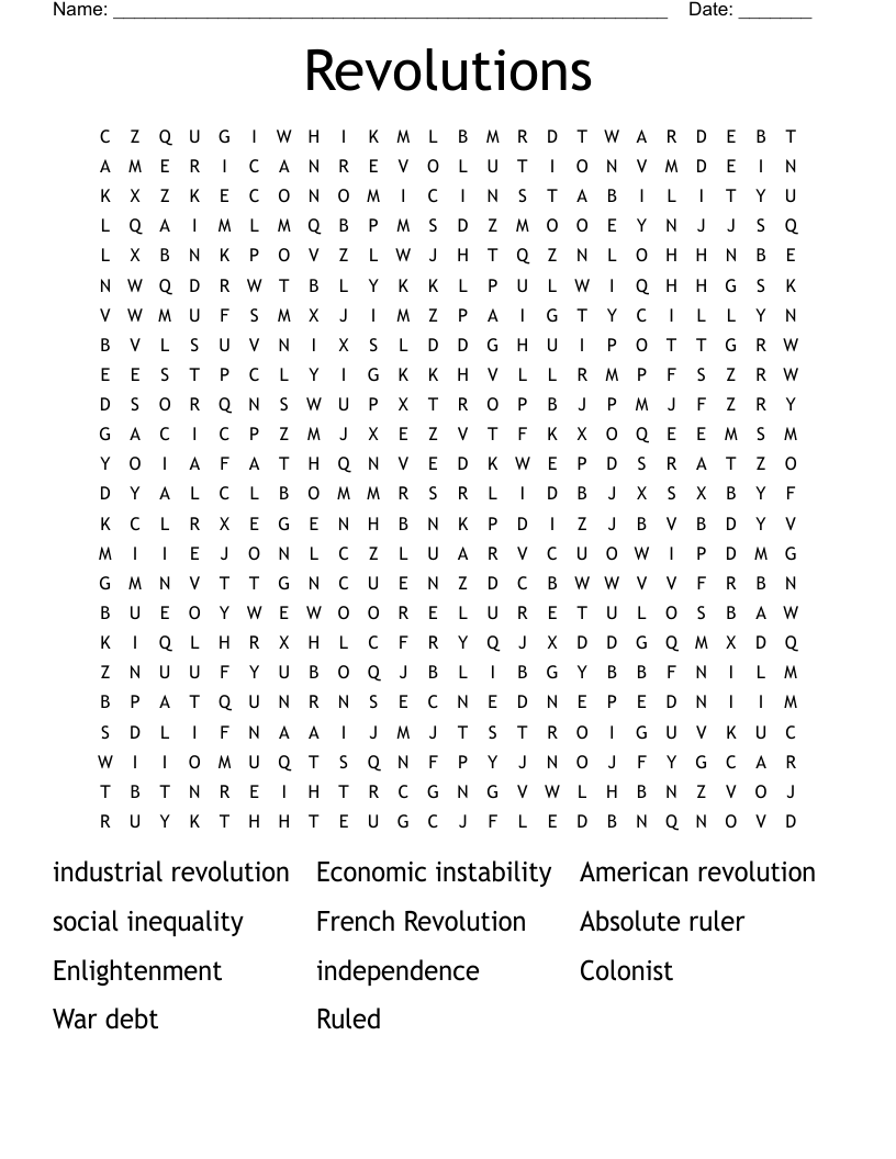 Revolutions Word Search - WordMint