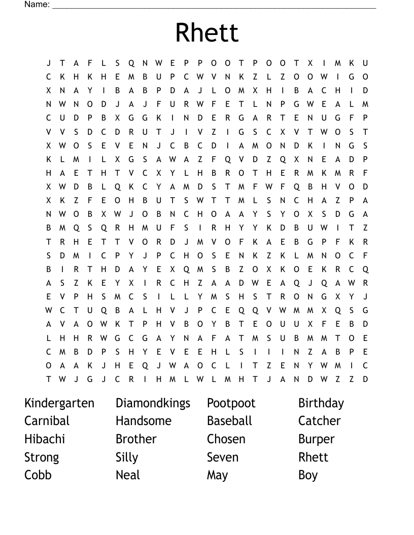 Rhett Word Search - WordMint