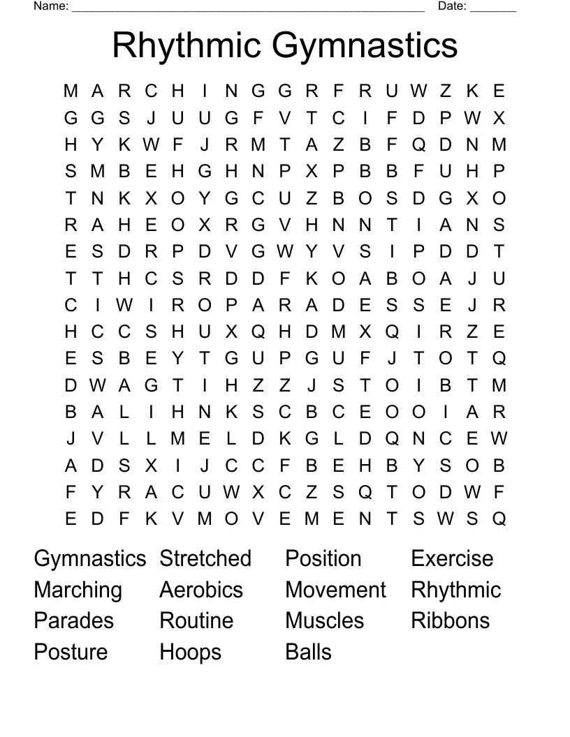 Rhythmic Gymnastics Word Search - WordMint