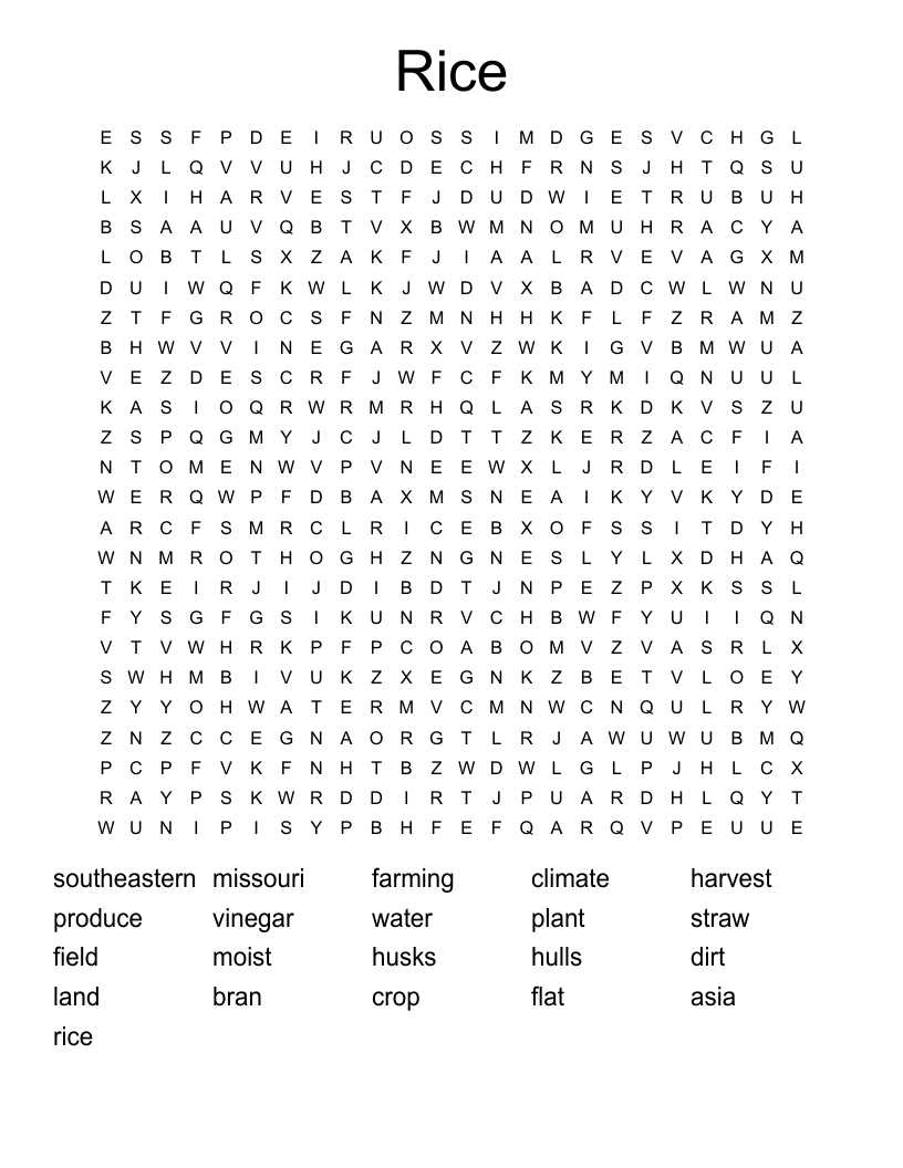 Rice Word Search - WordMint