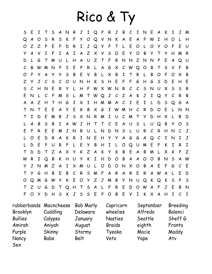 Rico & Ty Word Search - WordMint