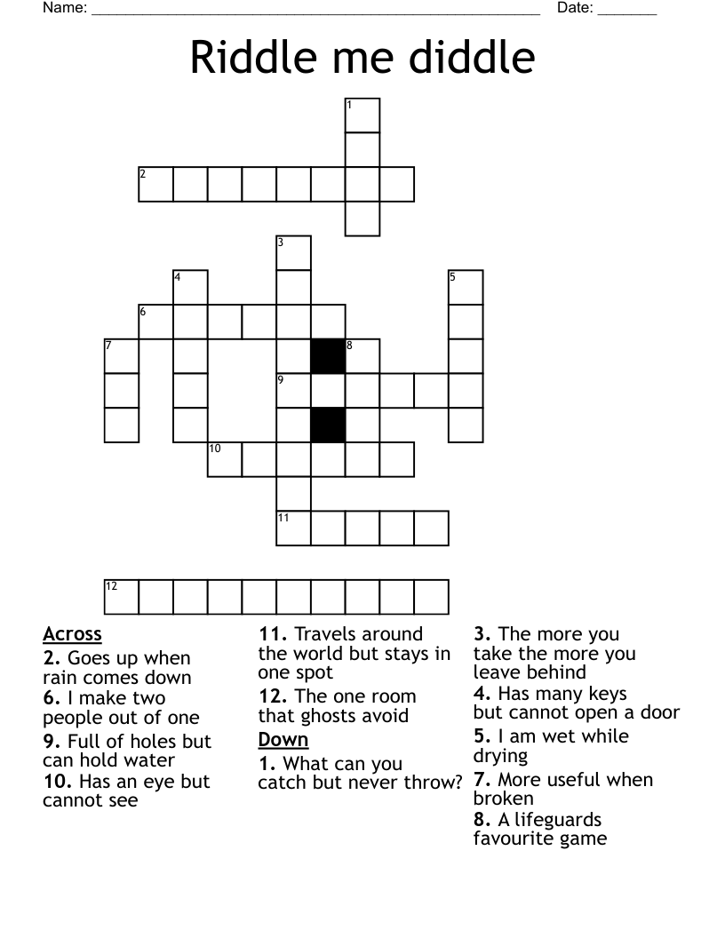 Riddle me diddle Crossword - WordMint