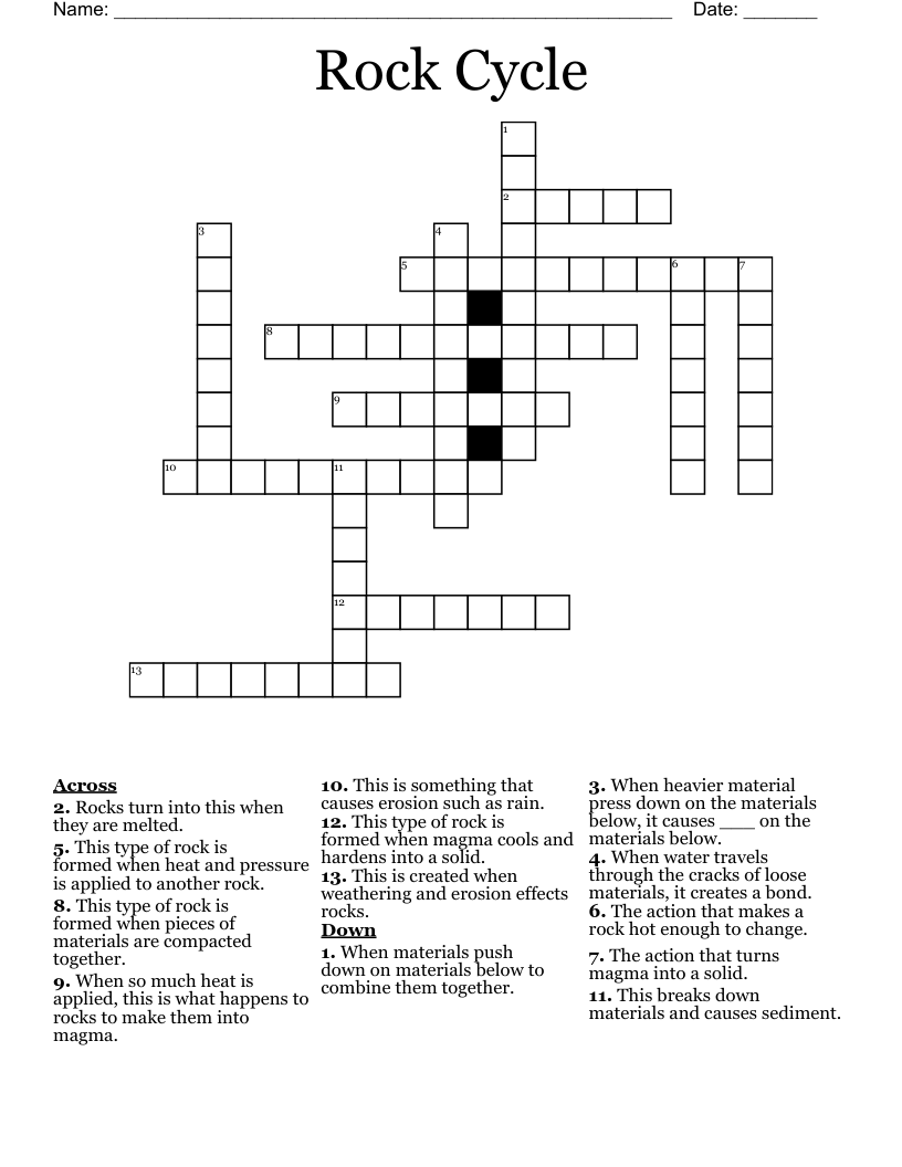 Rock Cycle Word Search Puzzle