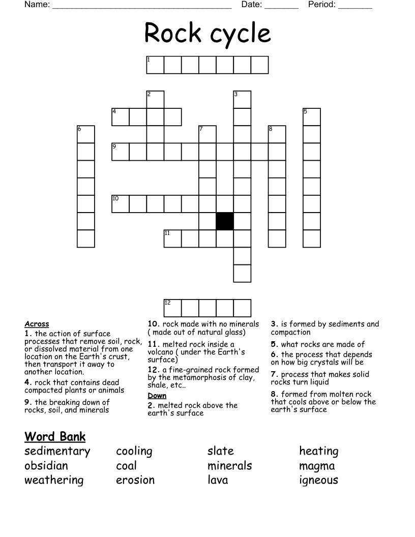 Rock cycle Crossword - WordMint