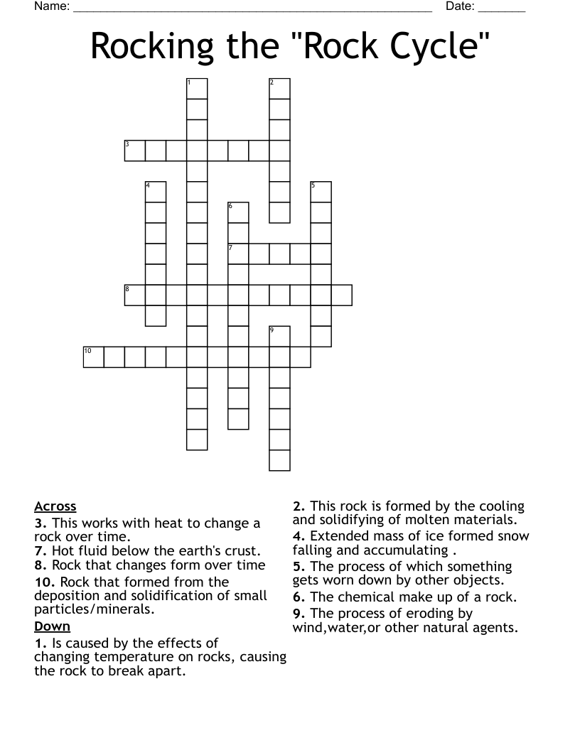 Rocking the "Rock Cycle" Crossword - WordMint