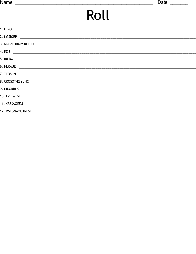 Roll Word Scramble - WordMint