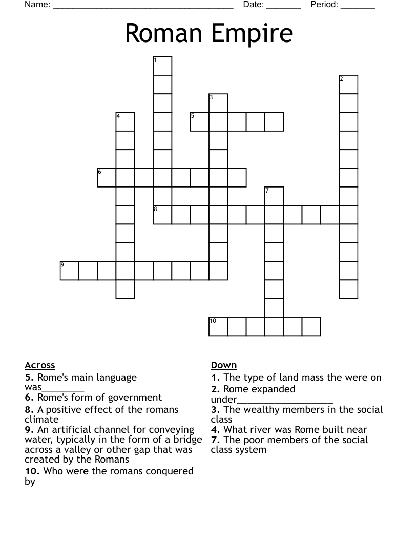Roman Empire Crossword - WordMint