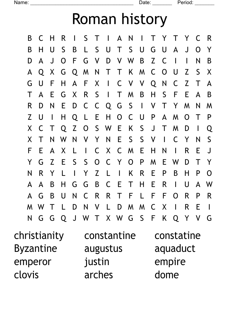 Roman history Word Search - WordMint