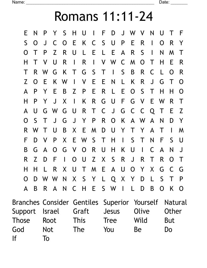 Romans 11:11-24 Word Search - WordMint