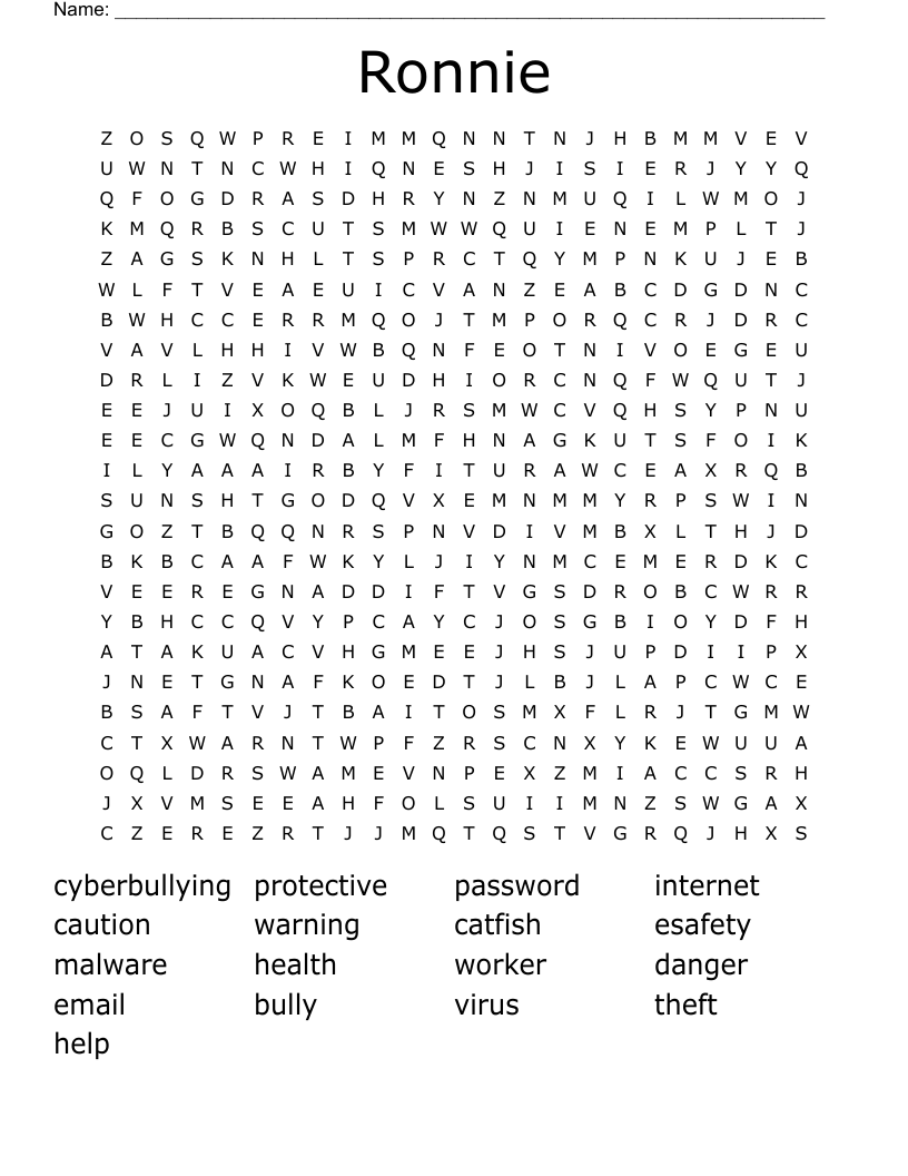 Ronnie Word Search - WordMint
