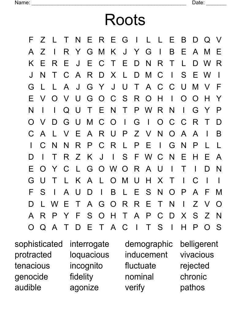 Roots Word Search - WordMint