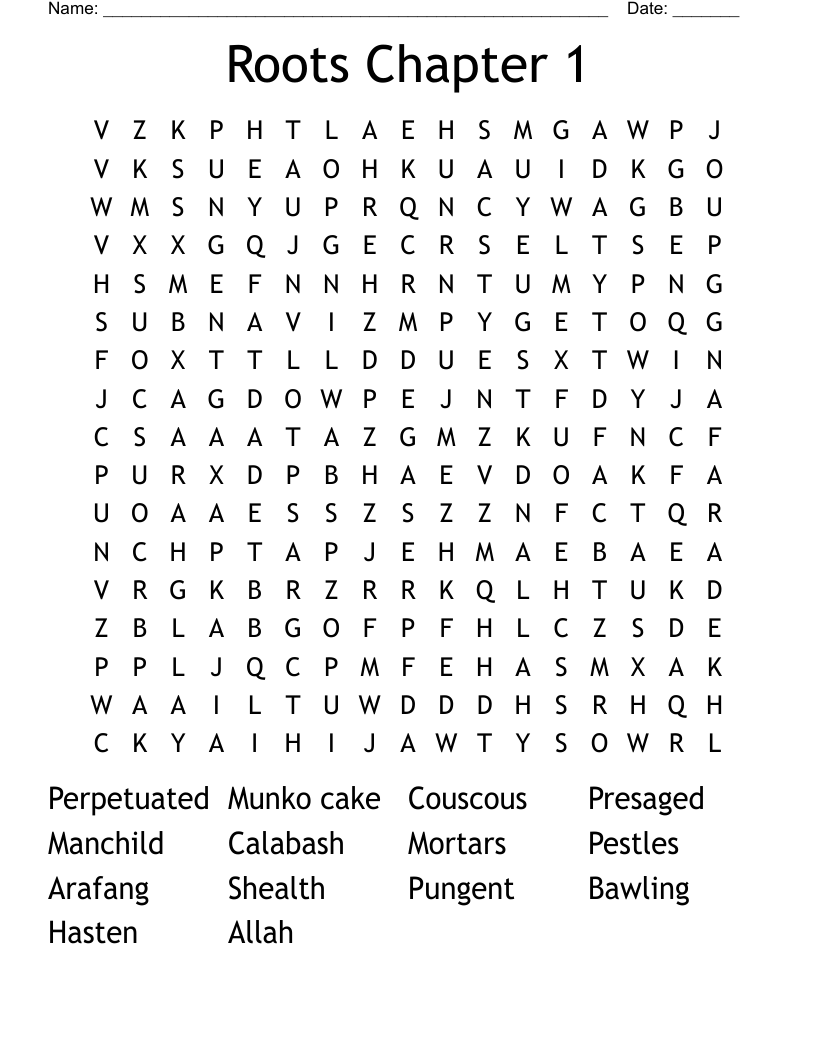 Roots Chapter 1 Word Search - WordMint