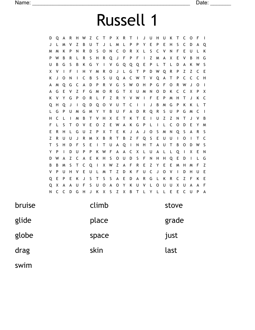 Russell 1 Word Search - WordMint