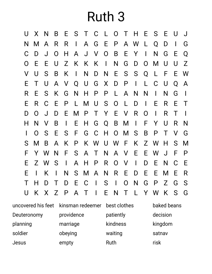 Ruth 3 Word Search - WordMint