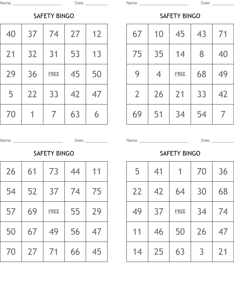 SAFETY BINGO - WordMint