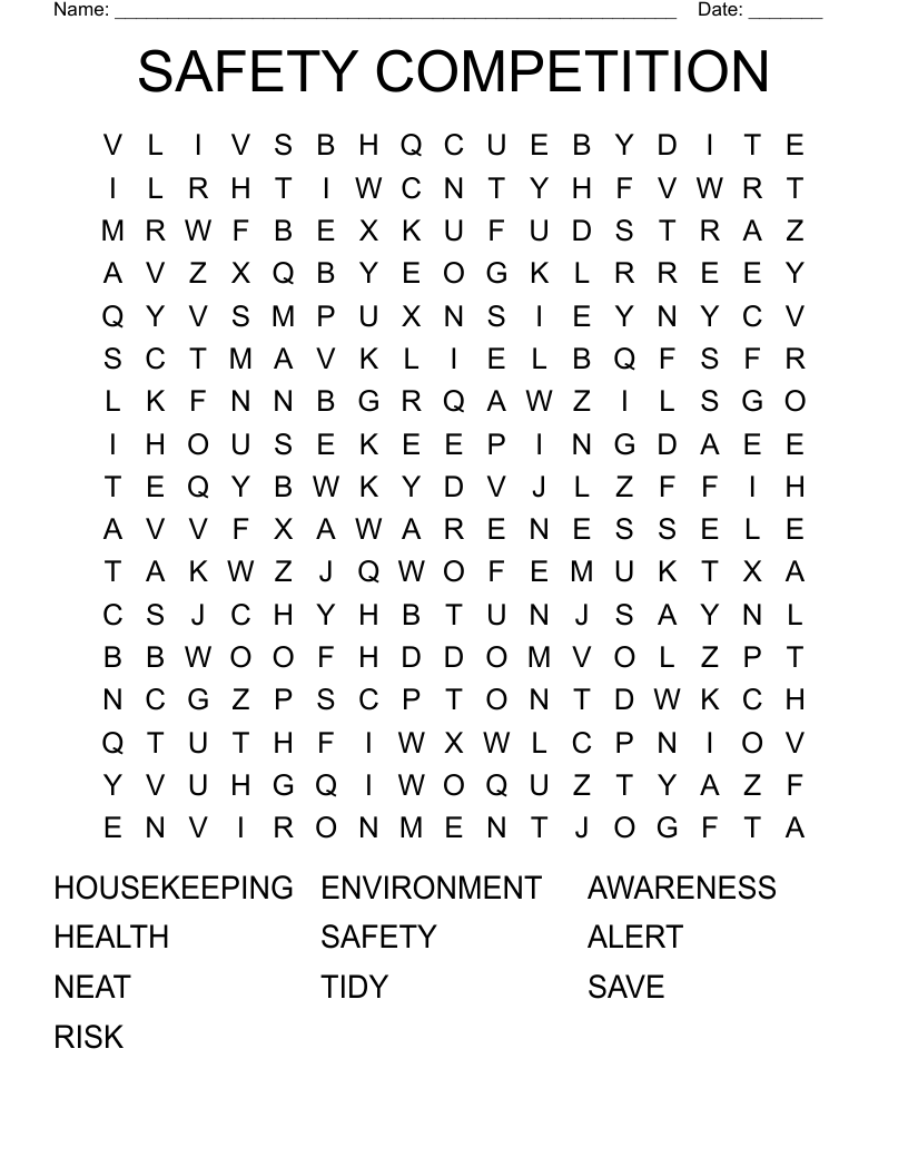 SAFETY COMPETITION Word Search - WordMint