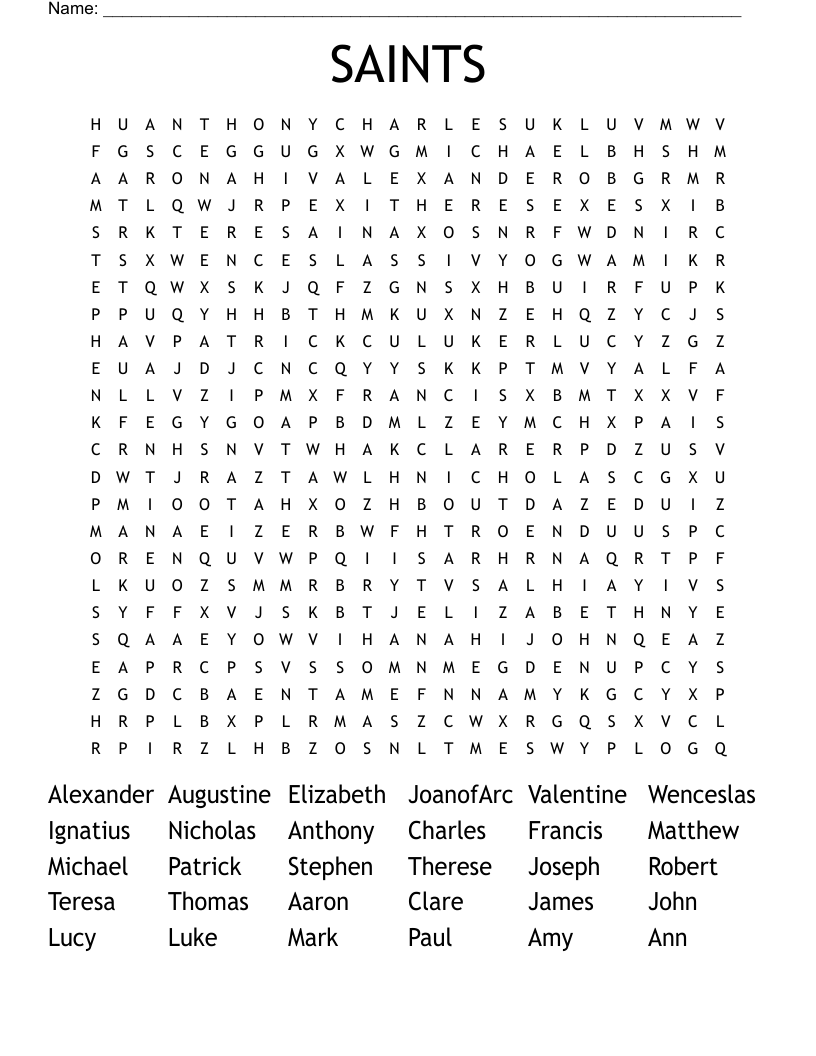 All Saints Day Word Find