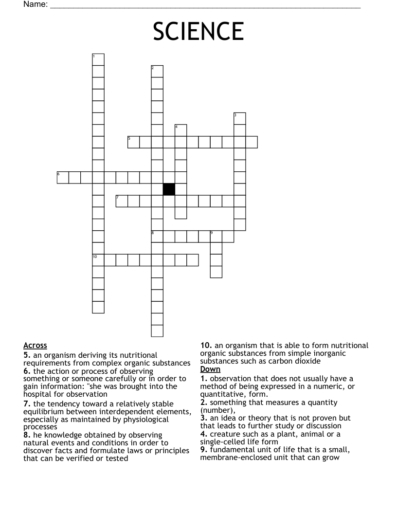 SCIENCE Crossword - WordMint
