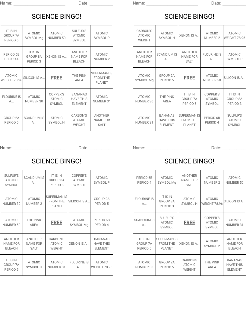 SCIENCE BINGO! - WordMint