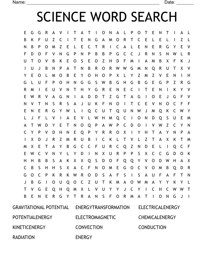 SCIENCE WORD SEARCH - WordMint