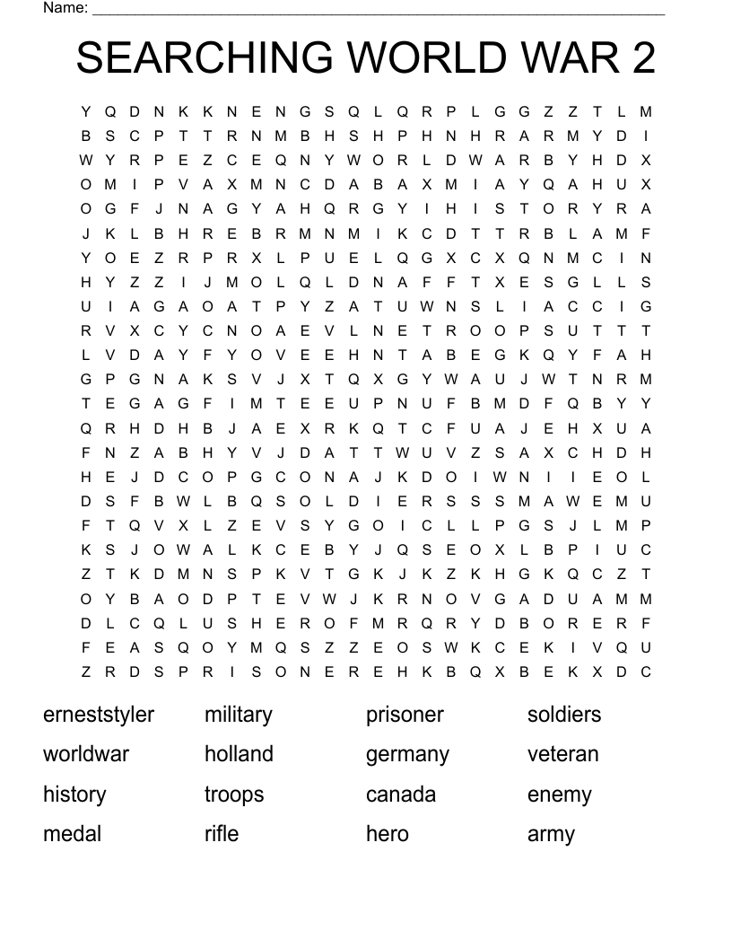 SEARCHING WORLD WAR 2 Word Search - WordMint