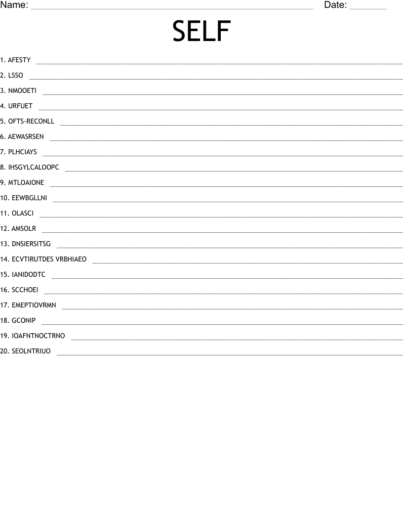 SELF Word Scramble - WordMint