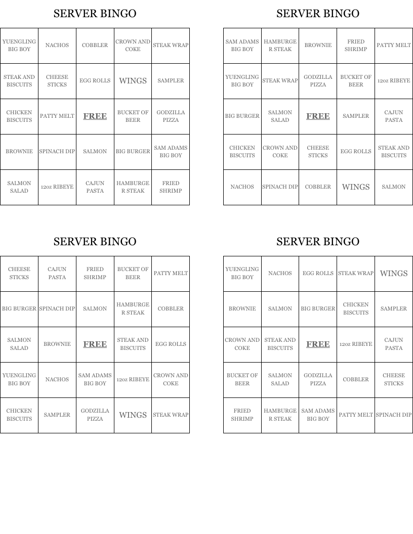 SERVER BINGO WordMint