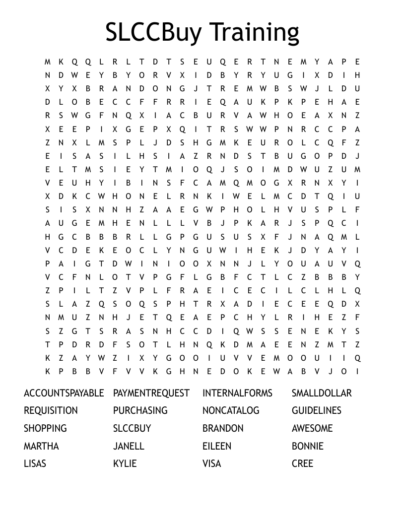 SLCCBuy Training Word Search - WordMint