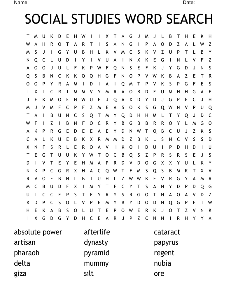 SOCIAL STUDIES WORD SEARCH WordMint