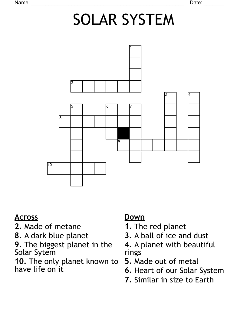 SOLAR SYSTEM Crossword - WordMint