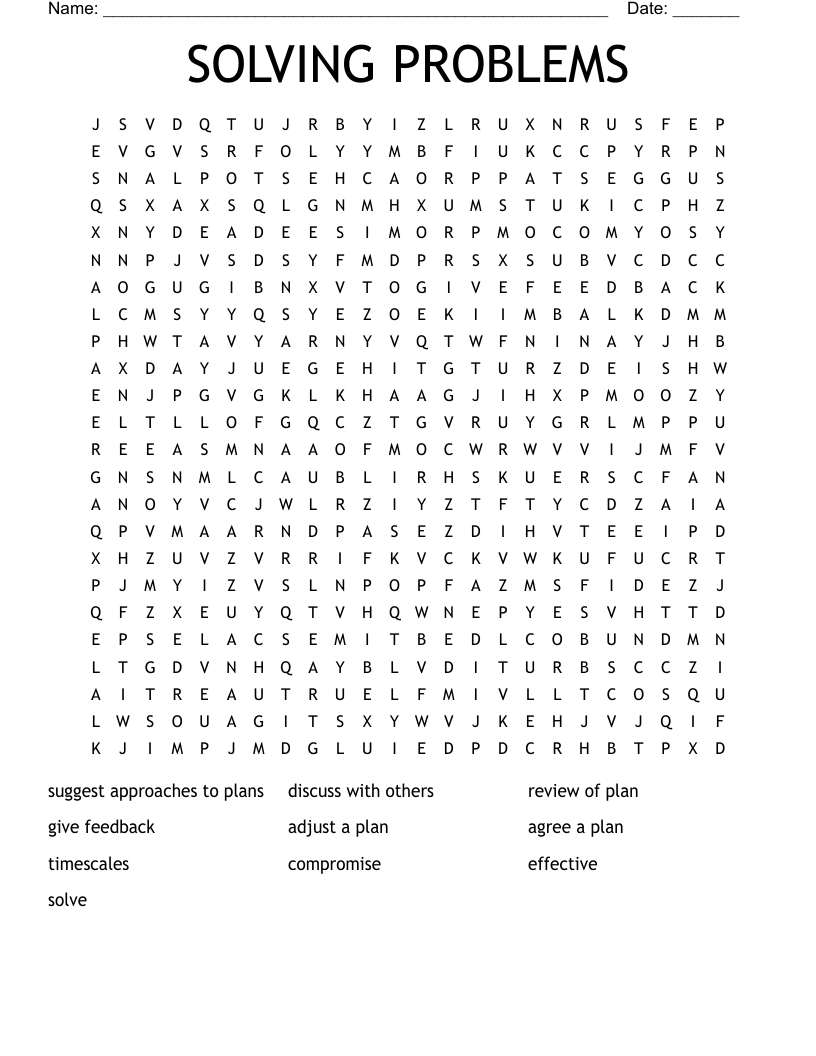 SOLVING PROBLEMS Word Search - WordMint