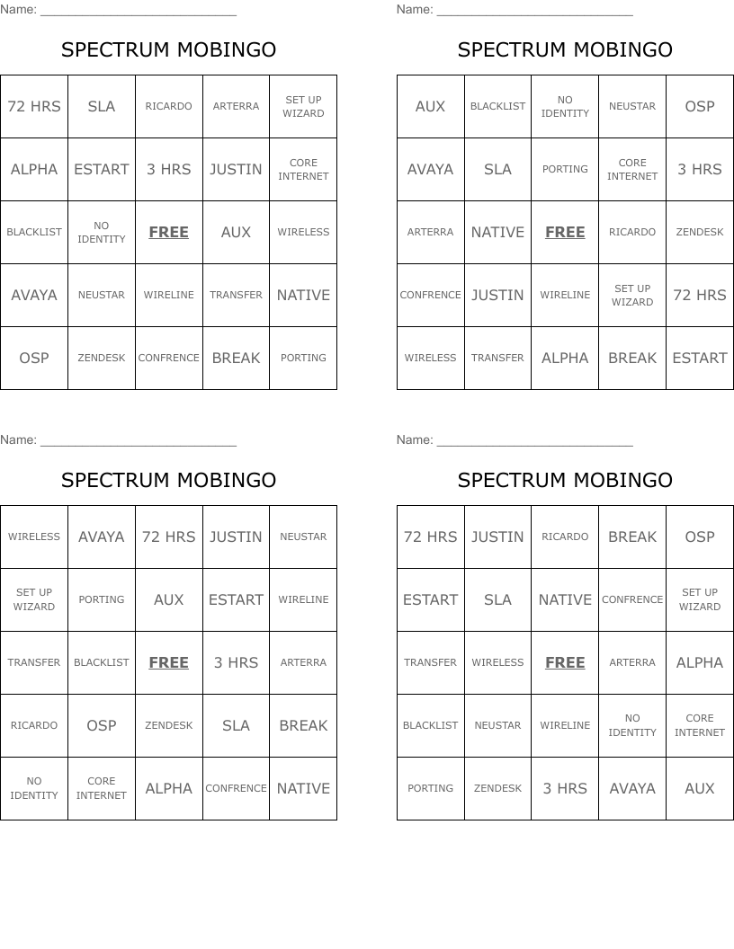 SPECTRUM MOBINGO - WordMint