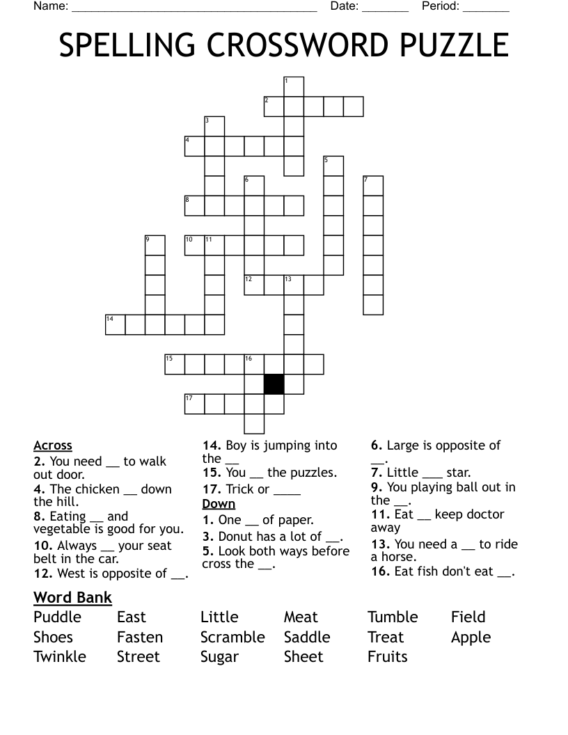 SPELLING CROSSWORD PUZZLE WordMint