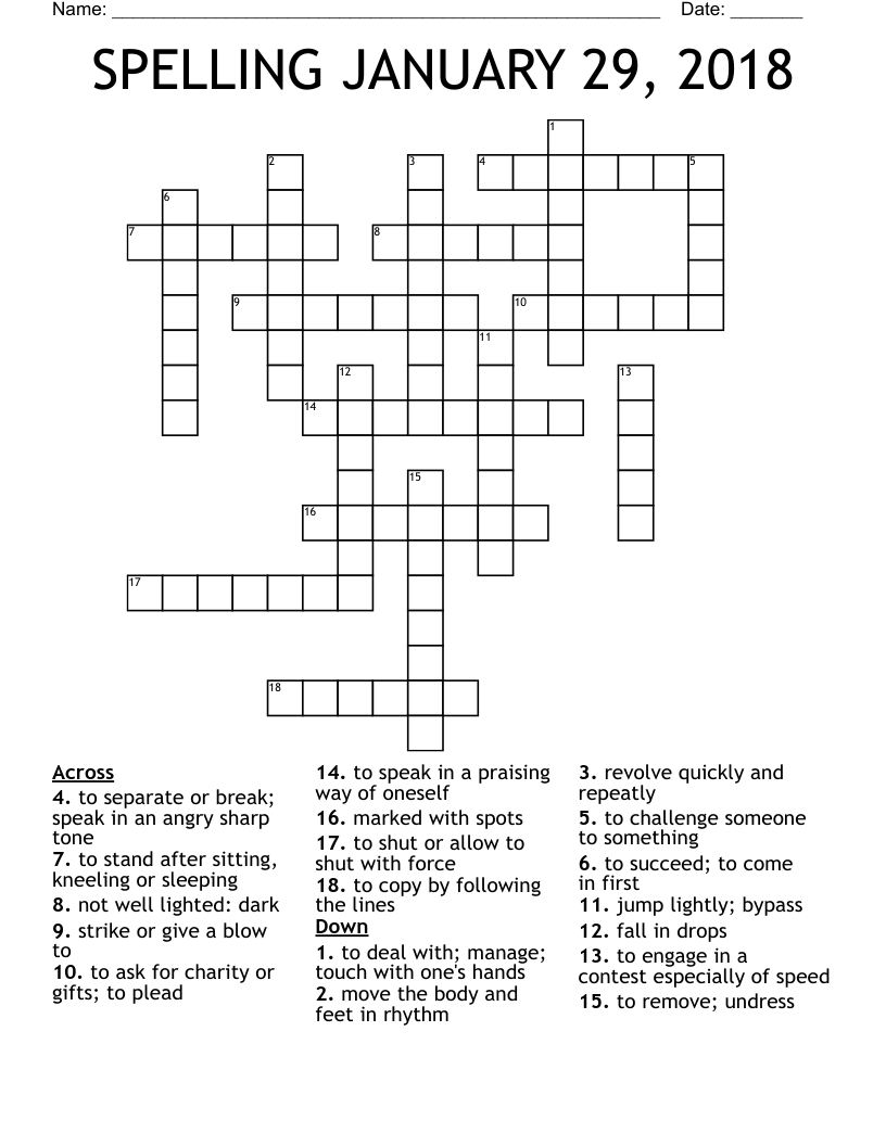 SPELLING JANUARY 29 2018 Crossword WordMint spelling-january-29-2018-crossword-wordmint