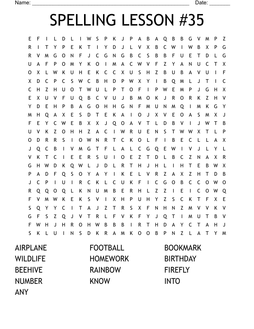 SPELLING LESSON #35 Word Search - WordMint