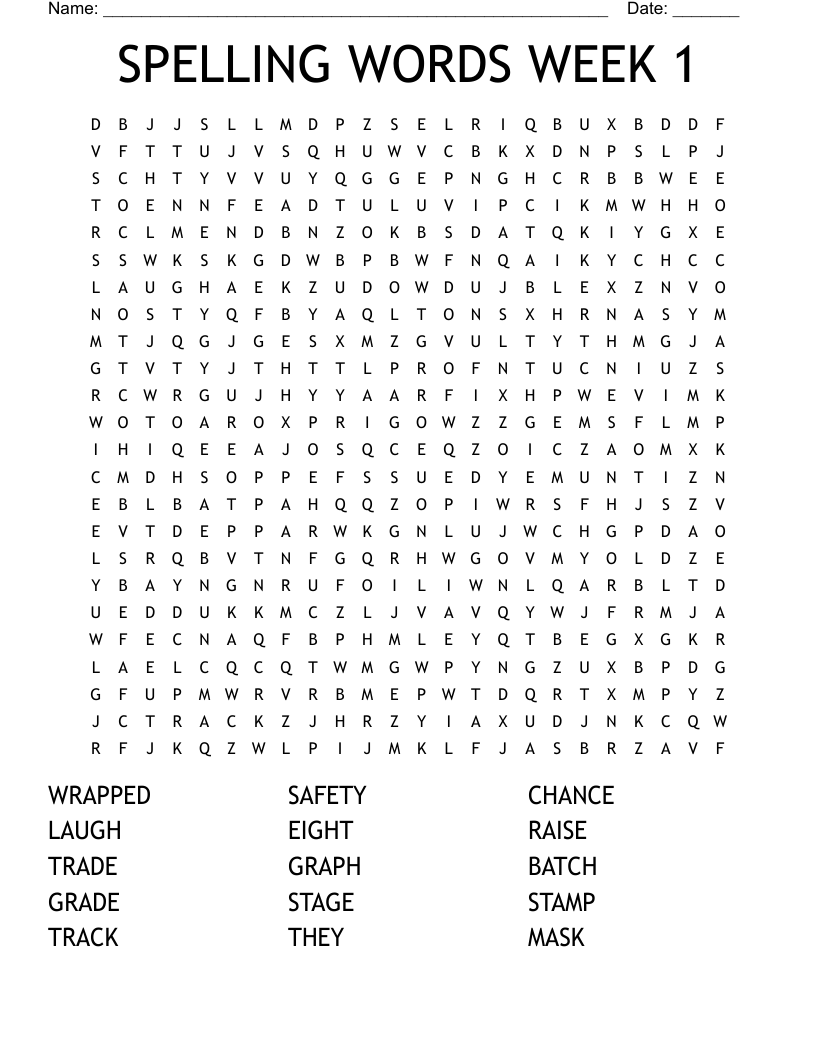 SPELLING WORDS WEEK 1 Word Search WordMint