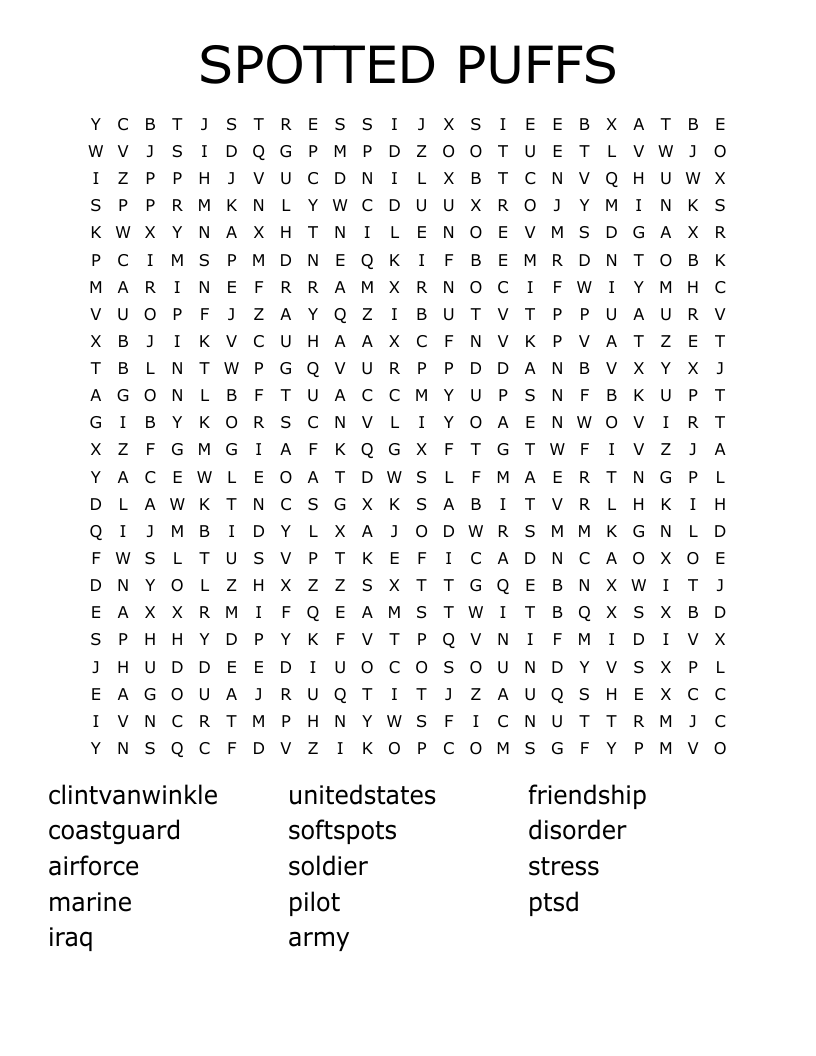 SPOTTED PUFFS Word Search - WordMint