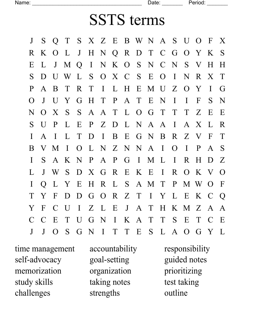 SSTS terms Word Search - WordMint