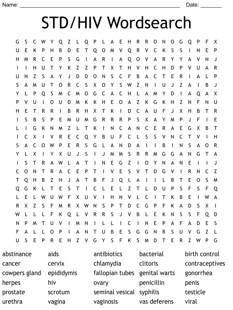 STDs Crossword - WordMint