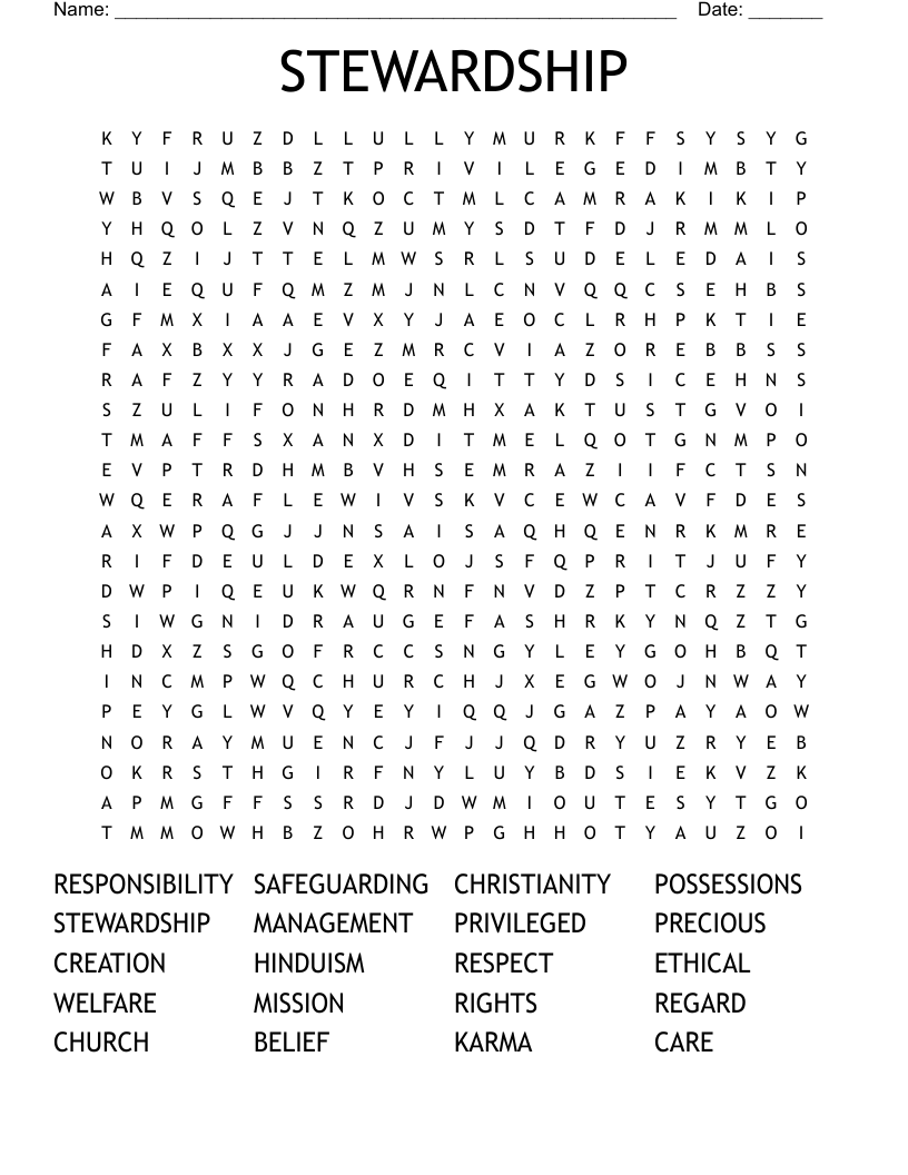 STEWARDSHIP Word Search - WordMint