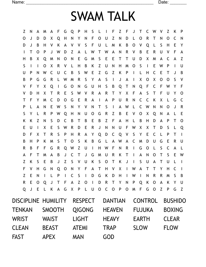 SWAM TALK Word Search - WordMint