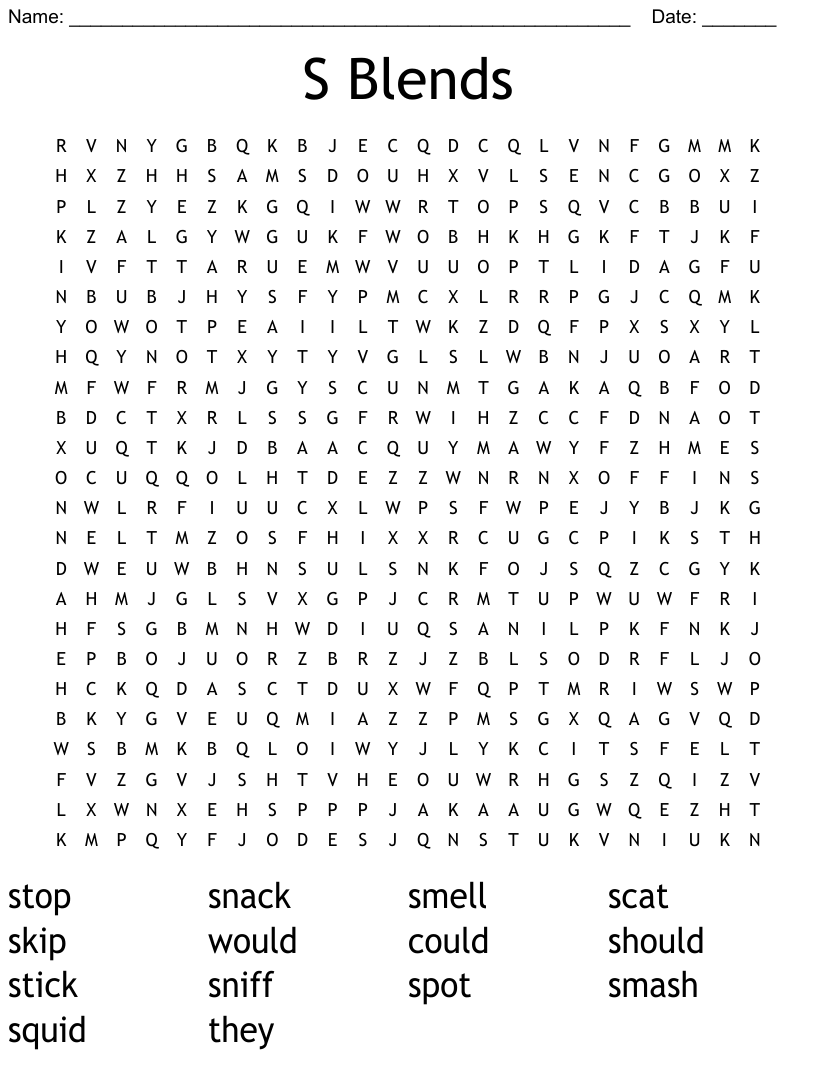 Beginning blends Word Search - WordMint