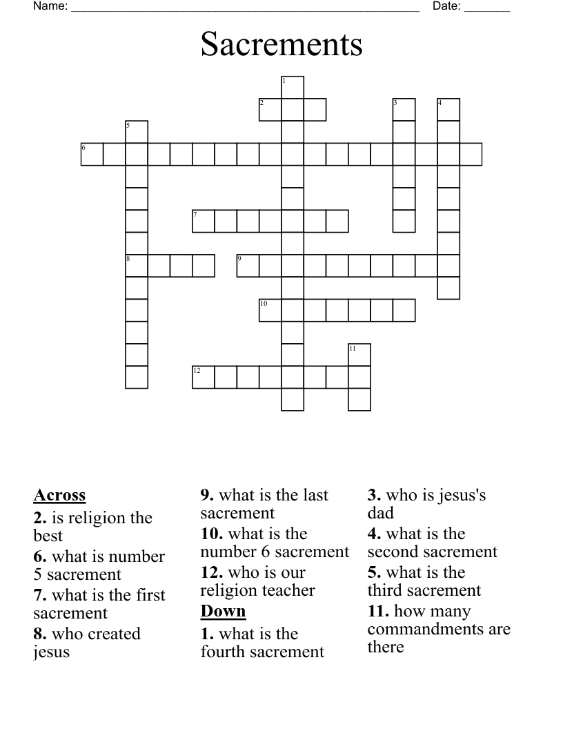 Sacrements Crossword WordMint